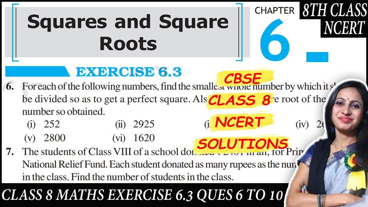 Ex 6.3 Class 8 Maths NCERT Solutions - Square and Square Roots - Class ...