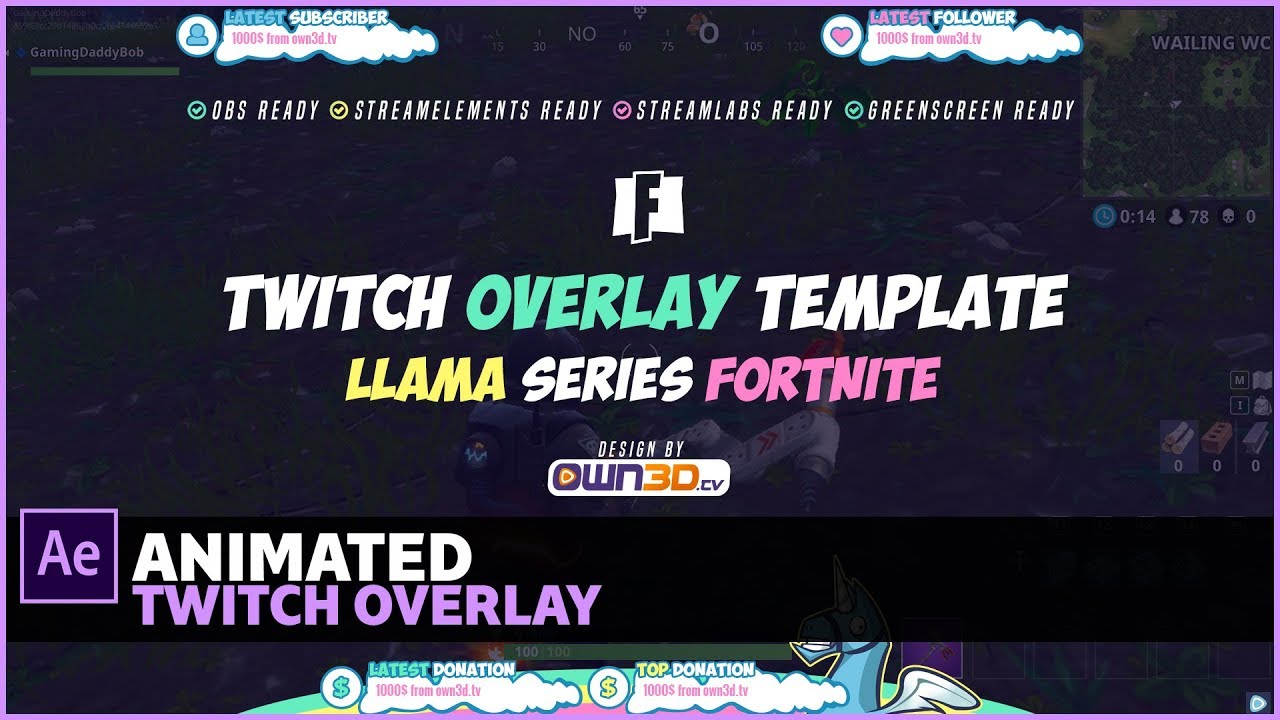 Llama Twitch Overlay Template | Fortnite | Animated & Normal | Download ...