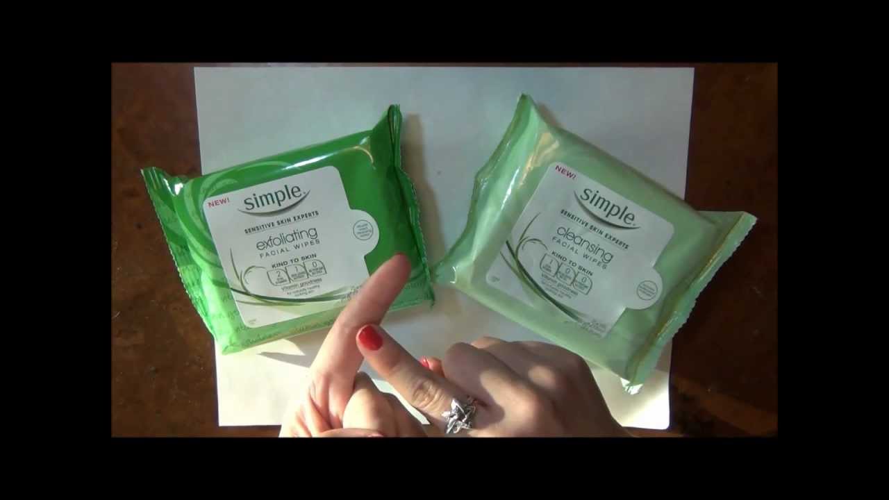 SKINCARE simple facial wipes cleansing & exfoliating - YouTube