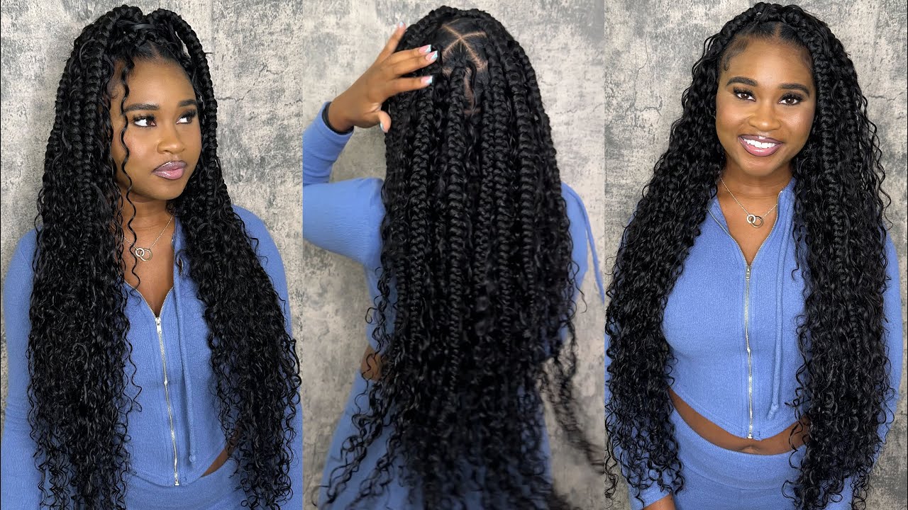 Jumbo Boho Knotless Braids | Water Wave Bulk Hair | LALULA HAIR - YouTube