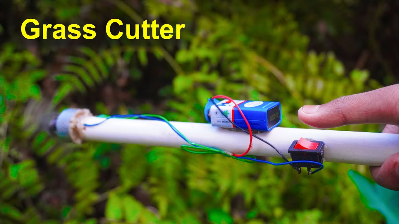 How to Make Grass Cutting Machine with DC Motor | New Science Project ...