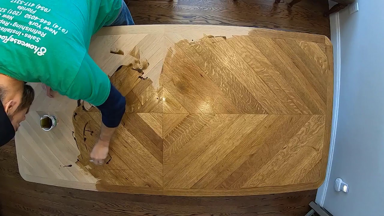 Custom Chevron Table Top - YouTube