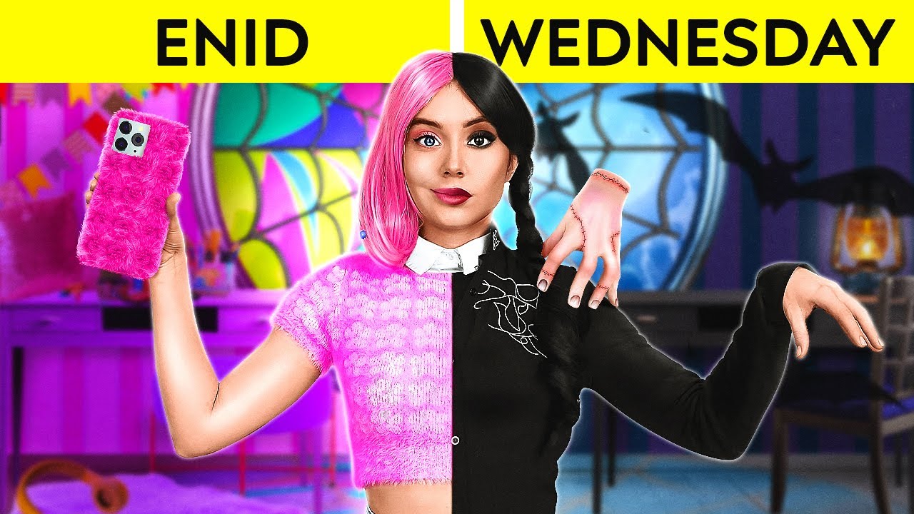 MEAN VS NICE MAKEOVER HACKS || Wednesday VS Enid Room & Beauty ...