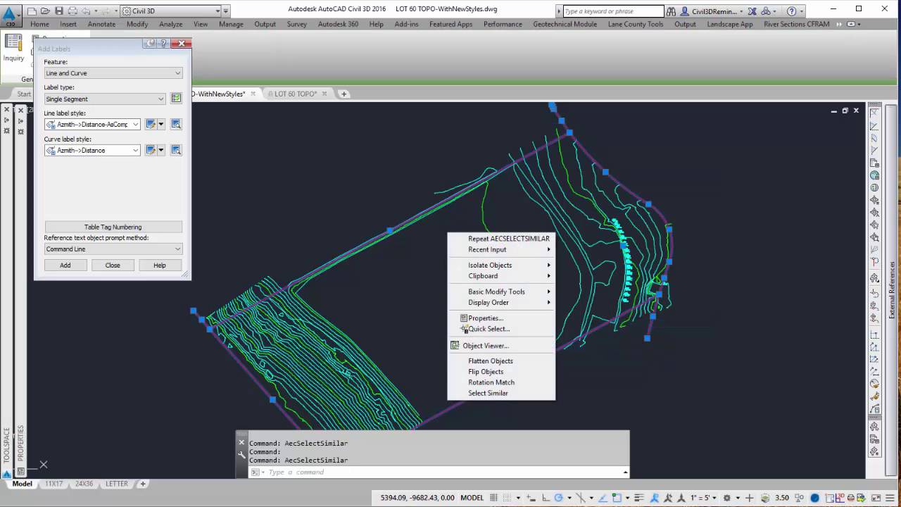 Civil 3D: Label Lines and Curves - YouTube