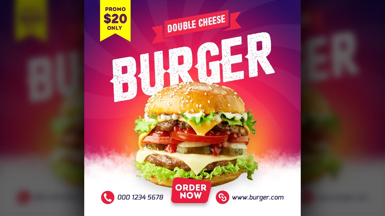 Flyer para Restaurante de Comida Rápida para Redes Sociales en Photoshop - YouTube