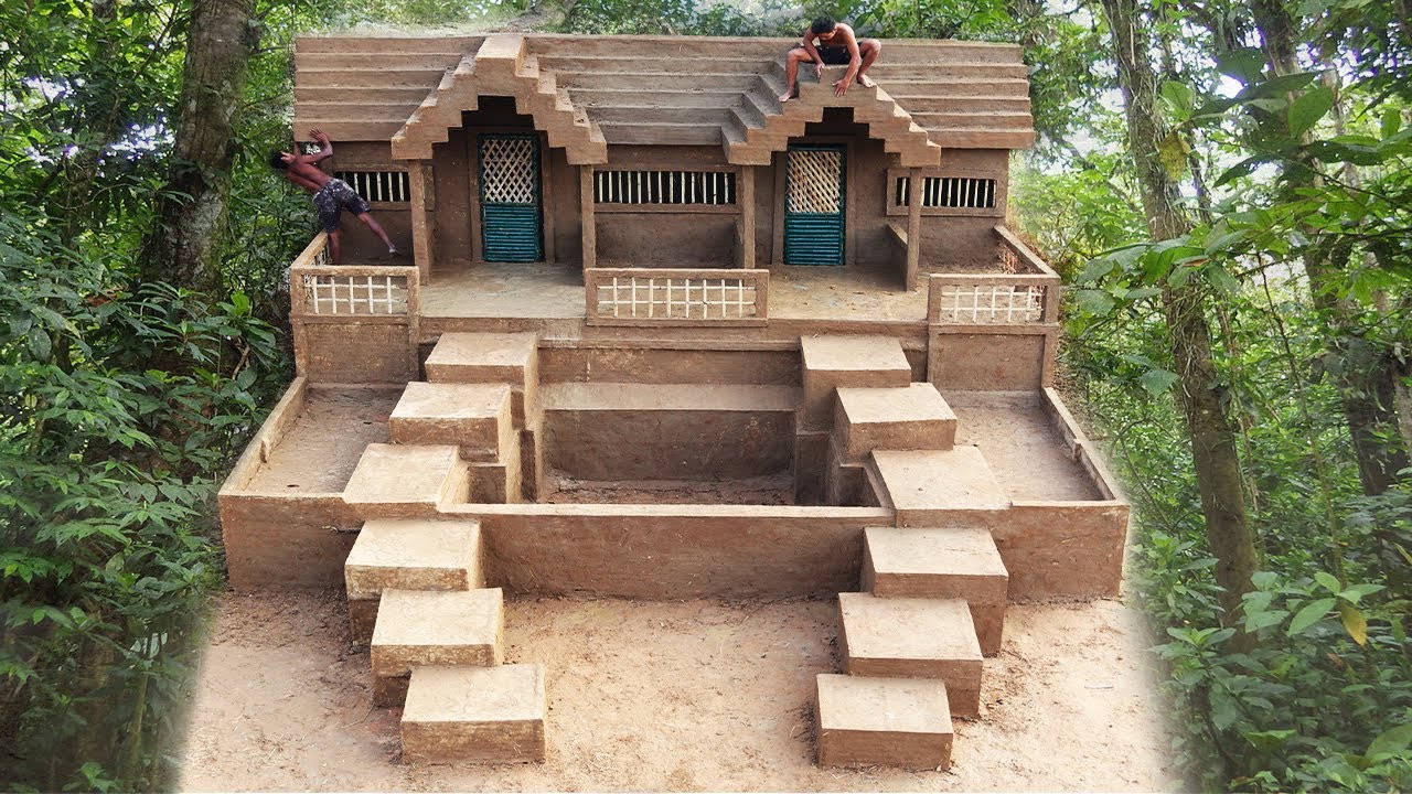 Building A Modern Mud House Construction Tile Roof By Traditional Tools ...