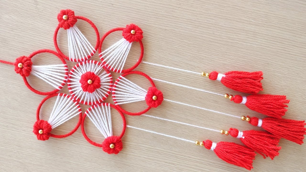 Easy woolen wall hanging/Woolen craft ideas/Woolen design/Woolen toran ...