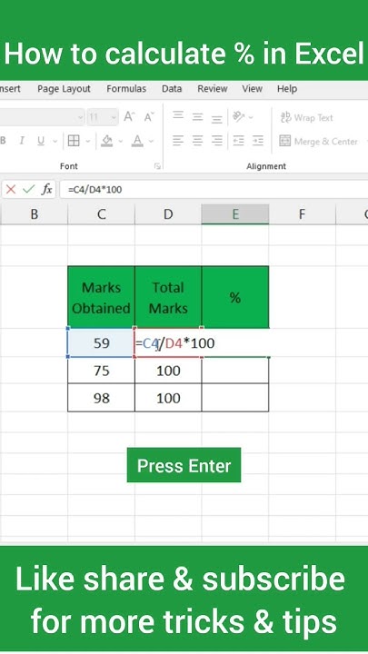 Calculate Percentage in Excel | excel shorts | Excel tip & trick #excelshorts #exceltips # ...