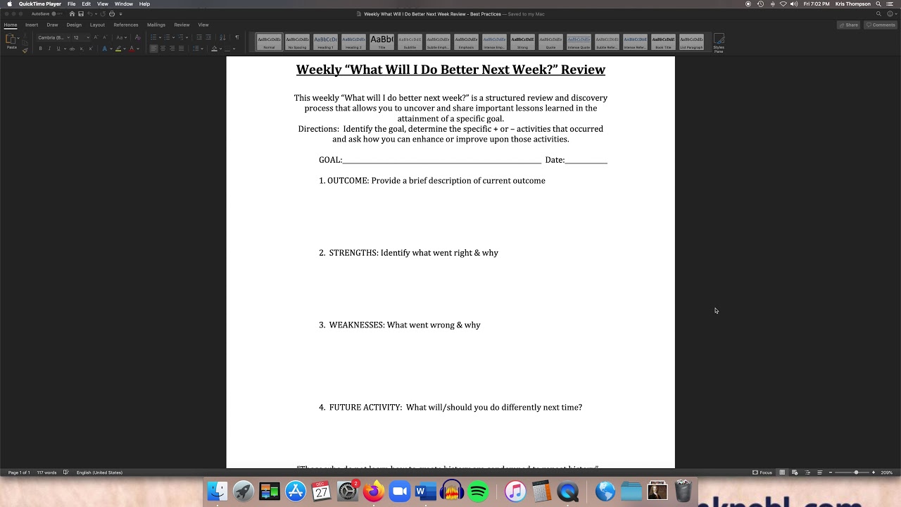 Weekly "What Will I Do Better Next Week?" Review - Best Practices - YouTube