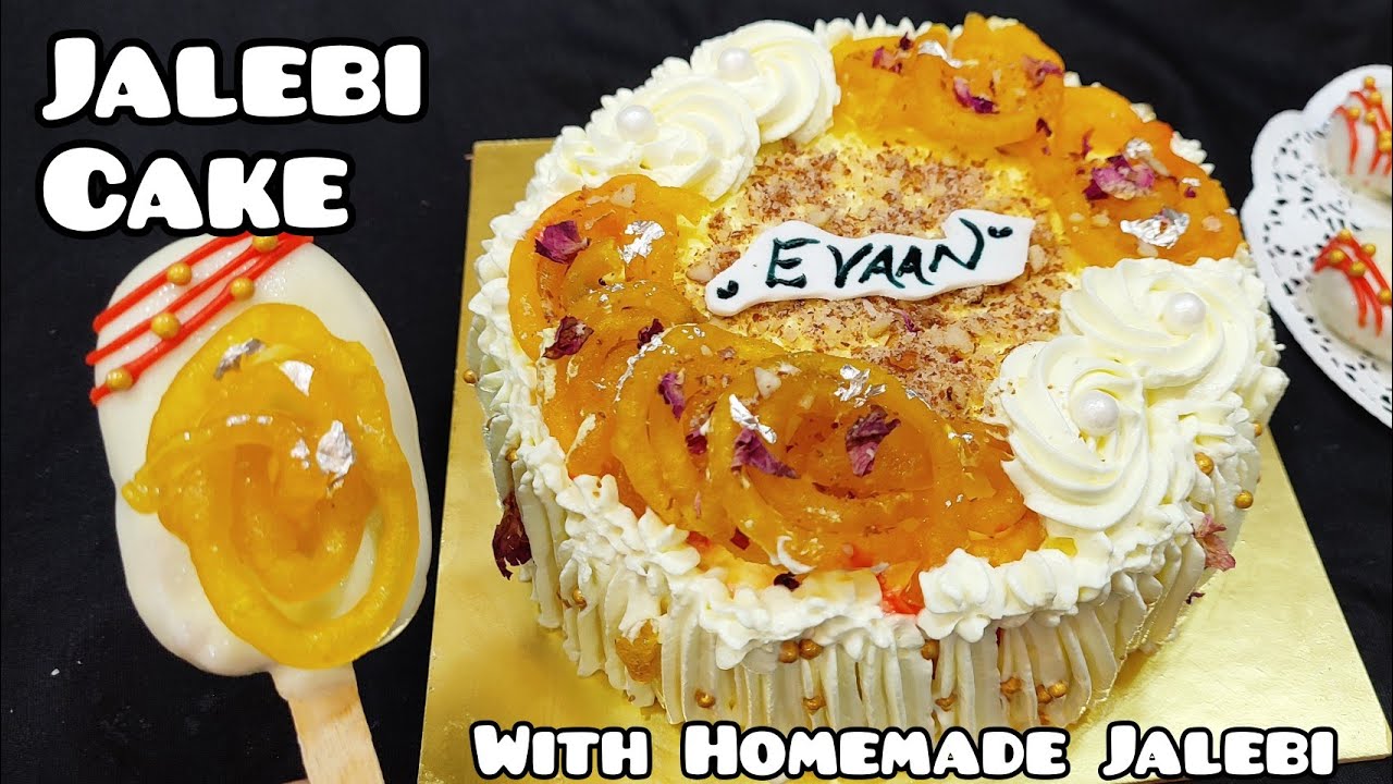 Jalebi Cake Recipe | Best Indian Fusion Cake Tutorial | Indian Sweet ...