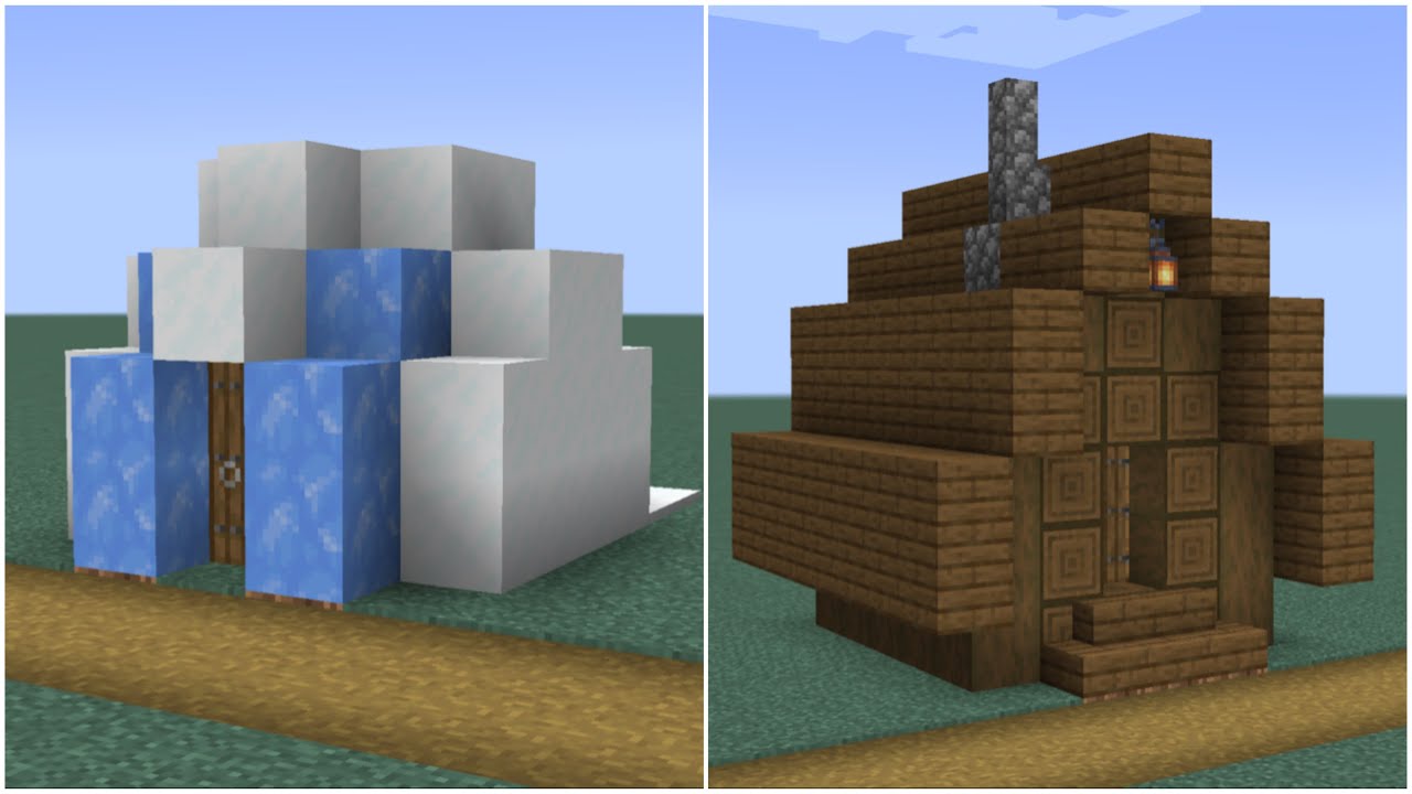 How to build a Minecraft Village Small House 5 & 6 (1.14 snowy tundra ...