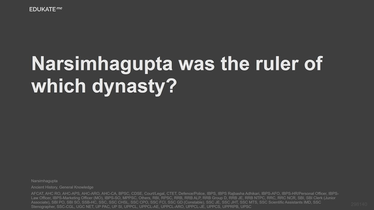 Narsimhagupta was the ruler of which dynasty? - YouTube