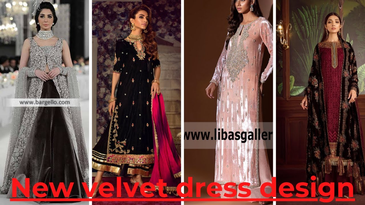 Velvet dress design| fancy velvet dress design| velvet dress design for ...