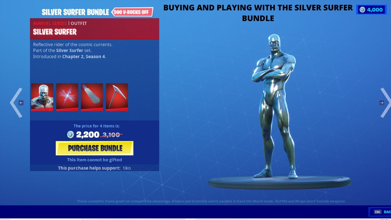 buying the skin silver surfer bundle (fortnite) - YouTube