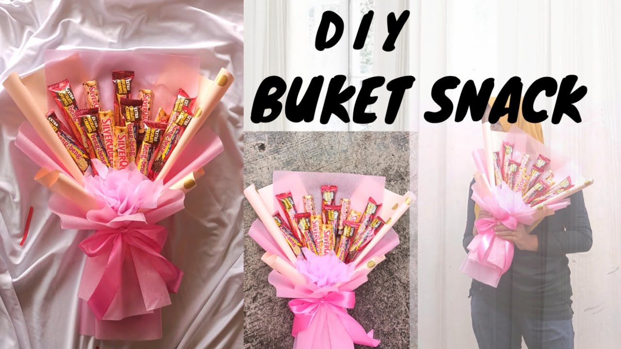 tutorial cara wrapping buket Snack // DIY Snack bouquet - YouTube