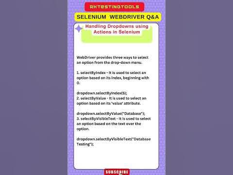 #25Handling Dropdowns using Actions in Selenium - YouTube