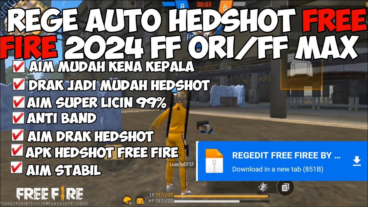 REGE FREE FIRE HEDSHOT 2024 || SESUDAH UPDATE TERBARU#regedit #freefire ...
