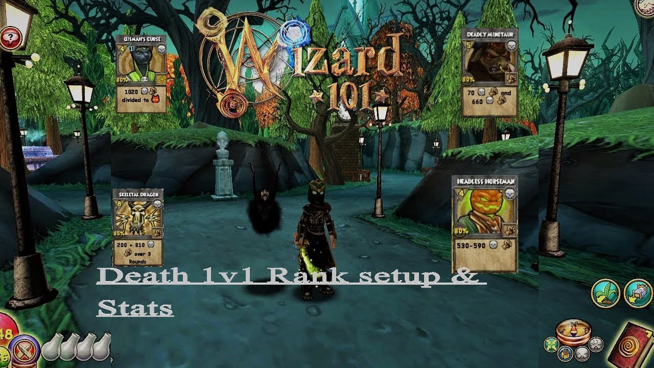 Wizard101: LEVEL 125 DEATH 1V1- Deck setup & Pets - YouTube