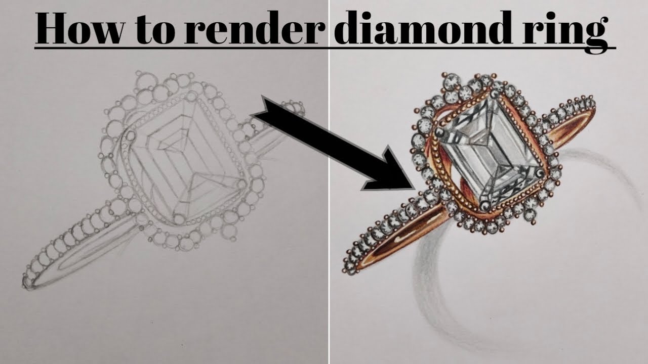 how to render diamond ring/ realistic diamond ring drawing - YouTube