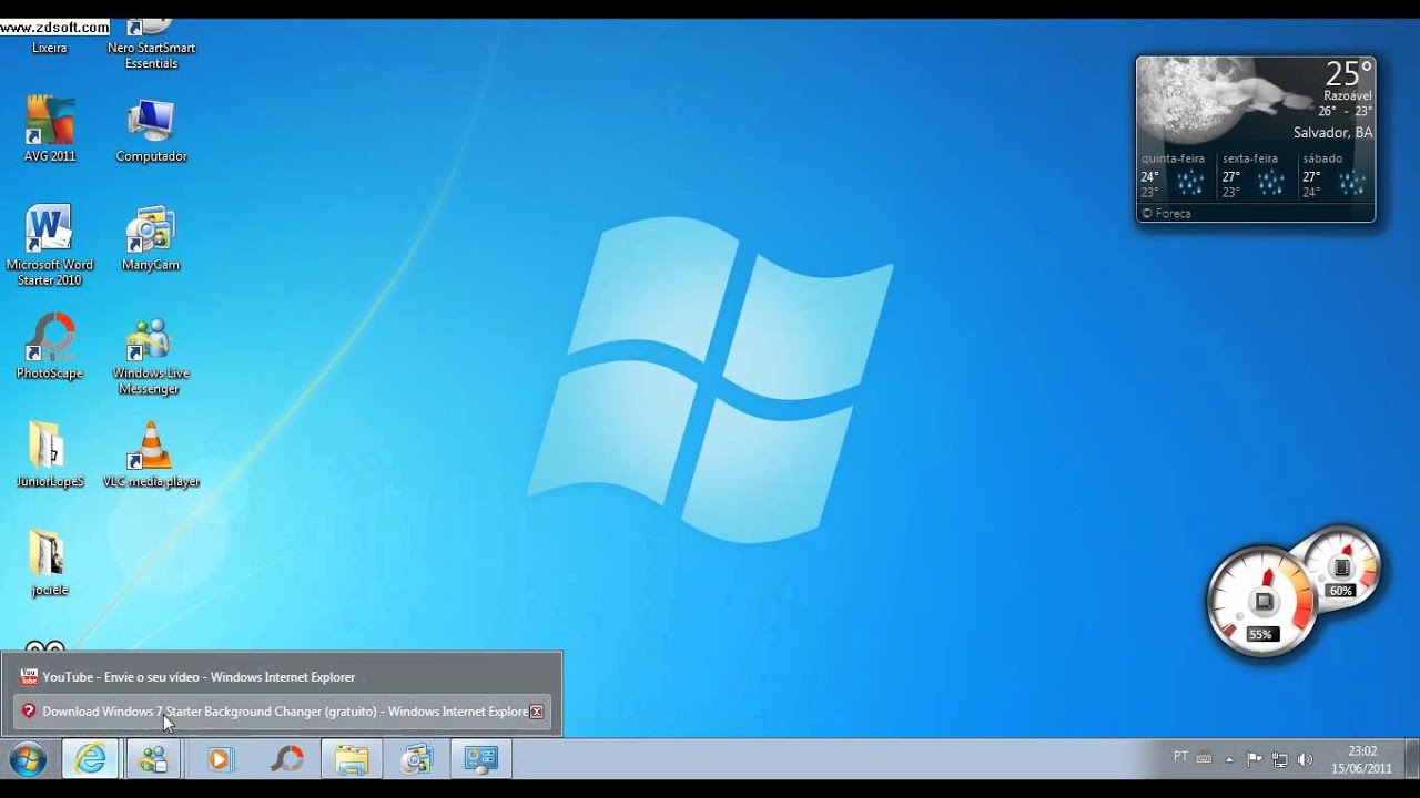 Como tirar a tela azul do windows 7 - YouTube