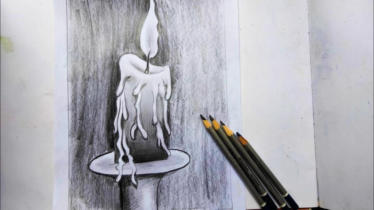 Easy candle drawing of pencil sketch//pencil shading step by step - YouTube