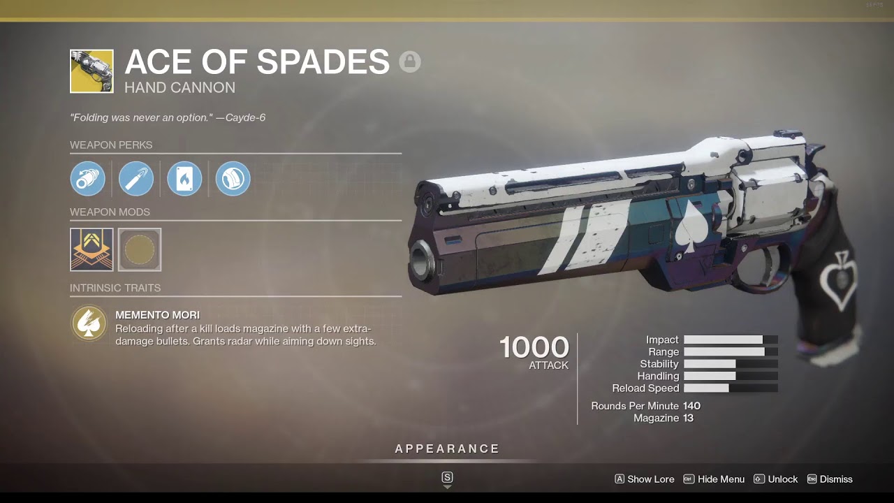 Destiny 2 - ACE IN THE HOLE Ace of Spade - YouTube