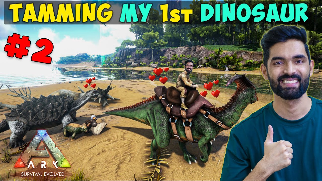 Taming My First Dinosaur in ARK Survival Evolved #2 - YouTube