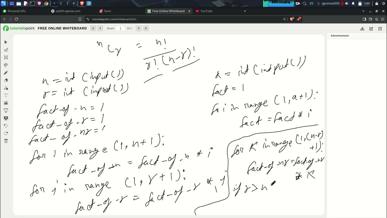 Loops Practice Ques 17 in Python | Write a program to Calculate the value of nCr | In Easy Way ...