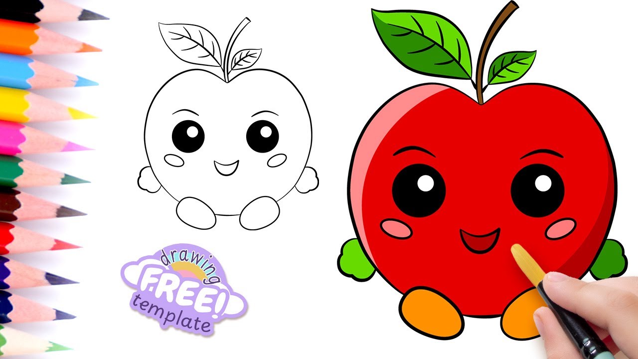 How To Draw Simple Kawaii Apple In 3 Minutes - Easy Step By Step ...