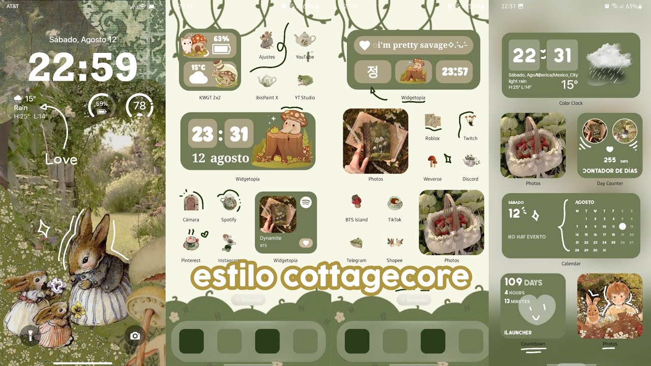 🌿 𖦹 Decora tu celular estilo cottagecore | de Android a iOS ˖࣪،̲Ꮺ !🪴 - YouTube
