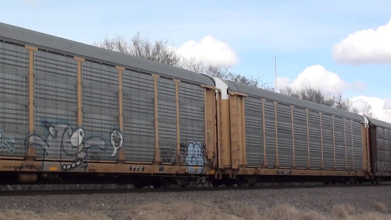 westbound UP autorack train on the UP Pratt Sub 02/21/2015 - YouTube