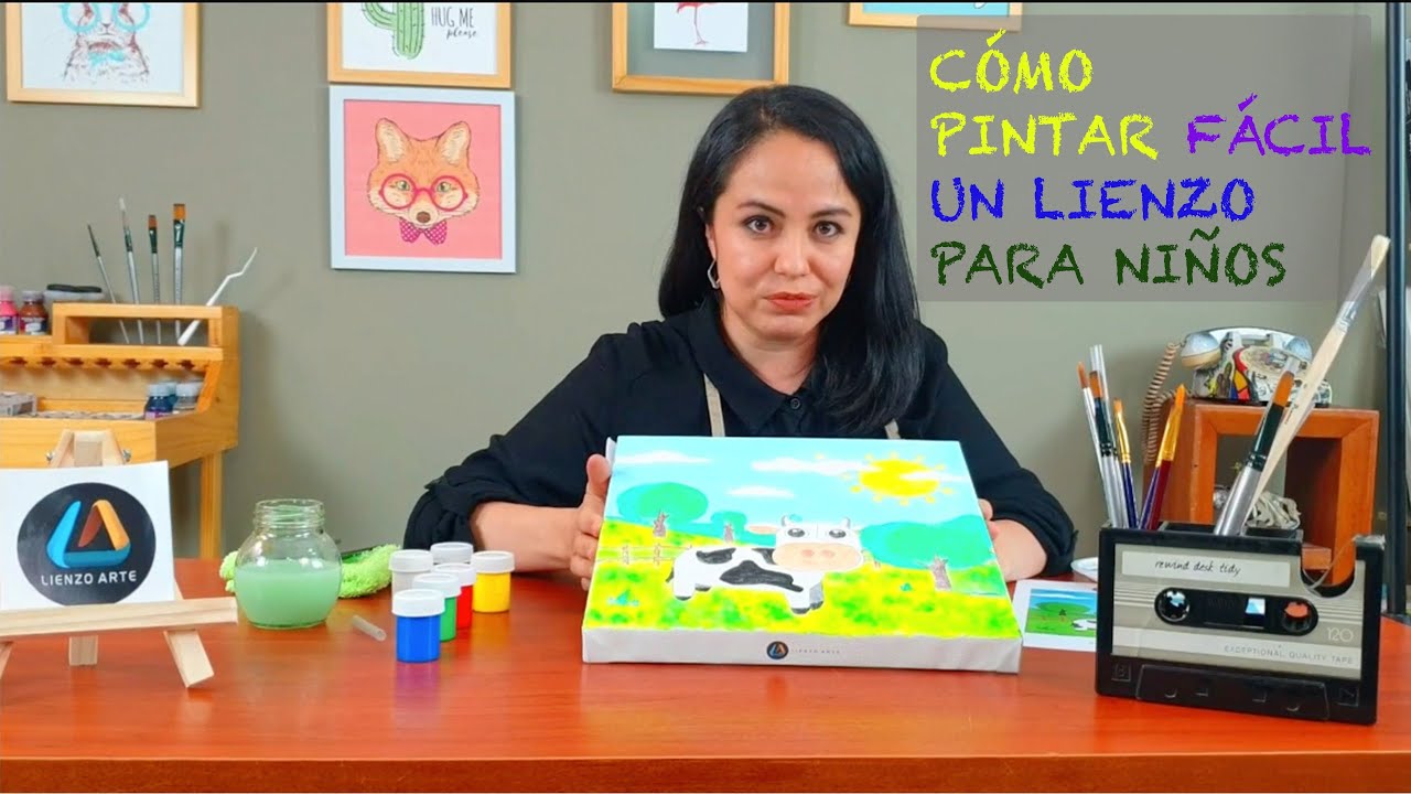 Como pintar un lienzo para niños de granja - YouTube