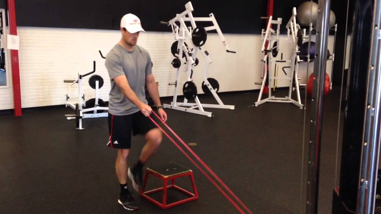 Lateral Step up w- Band Row - YouTube