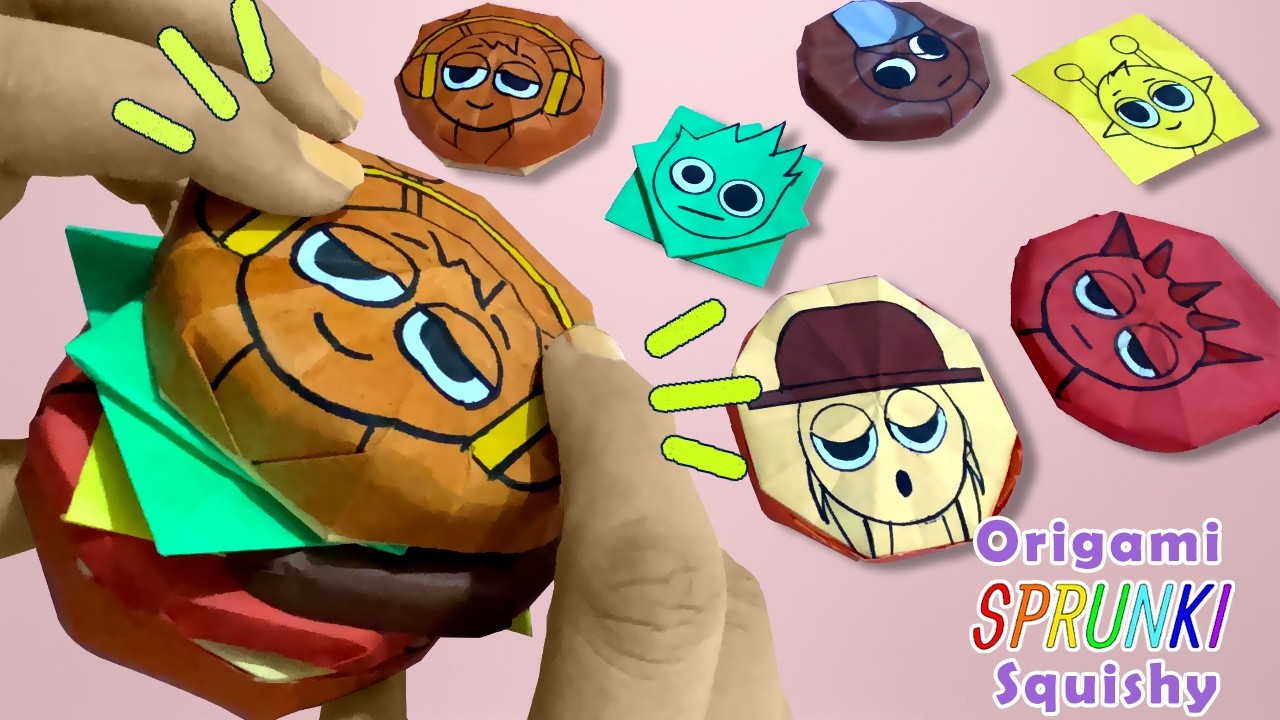 Sprunki Origami Squishy Burger Tutorial 🍔 | Easy DIY Paper Squishy Fun ...