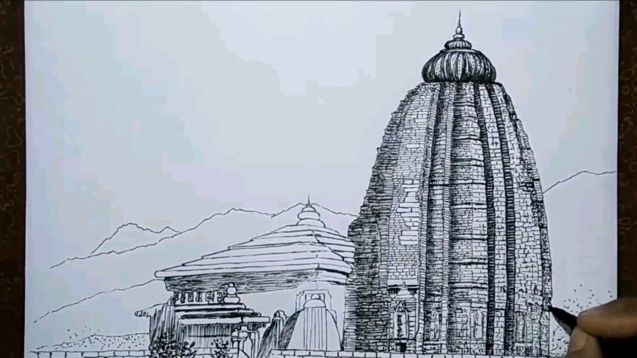 How to draw Baijnath Temple || Temple Drawing - YouTube