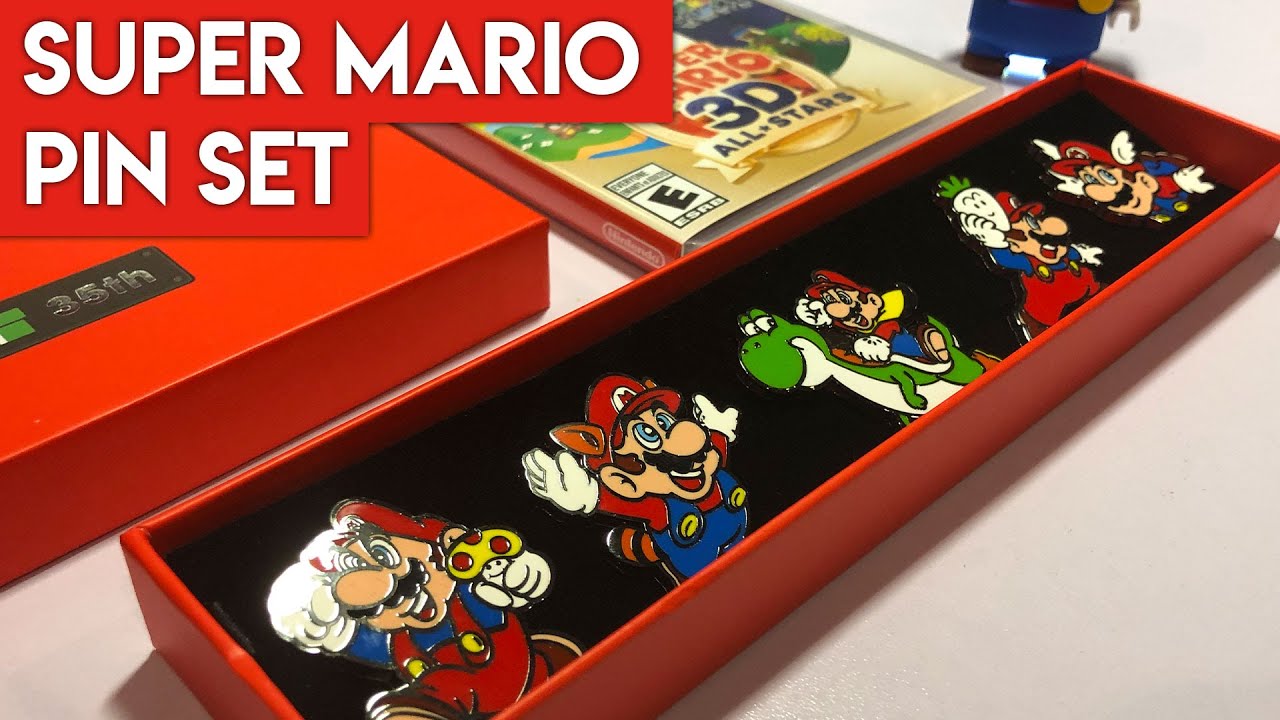 Super Mario Bros. 35th Anniversary Pins Set Unboxing & Closer Look ...