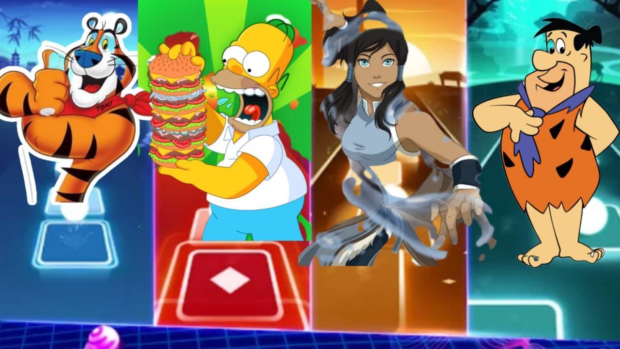 Tony the Tiger vs Simpsons vs Korra vs Flintstone - Tiles Hop EDM Rush ...