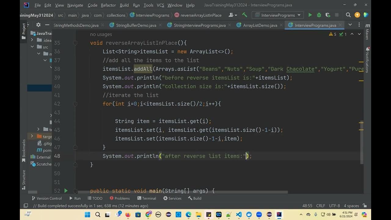 CoreJava Collections List SET Programs JUne 21 2024 - YouTube