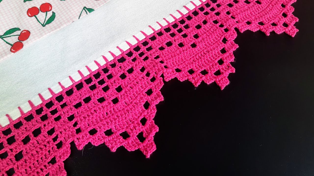 #01/23 RH 💕 BARRADO DE CROCHÊ PARA PANO DE PRATO FÁCIL RÁPIDO E ...