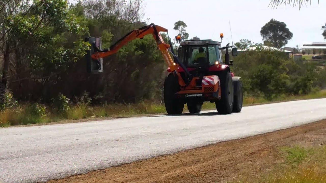 Noremat Reach Mower roadside cutting - YouTube