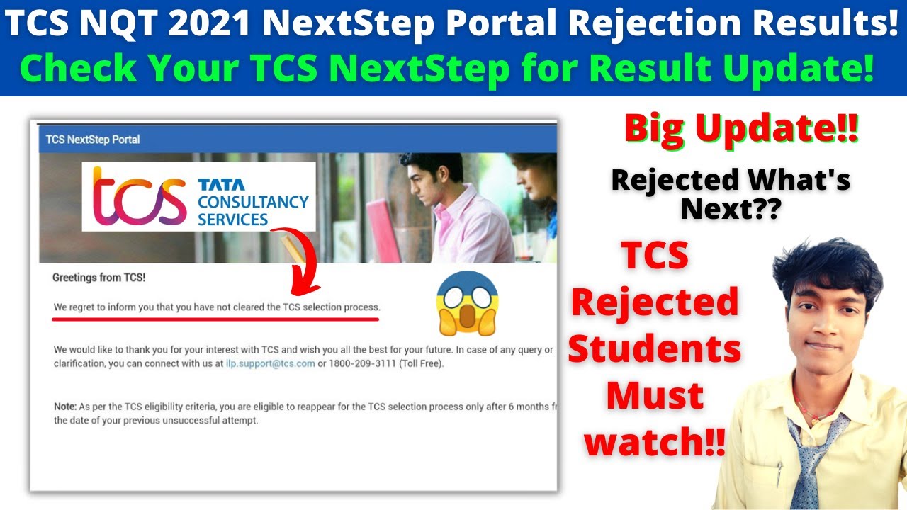 🔴TCS NQT 2021 Rejection Results Mail & NextStep Portal Update, TCS ...