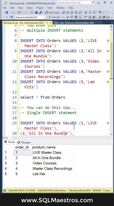 Sql Server Insert Multiple Rows Youtube