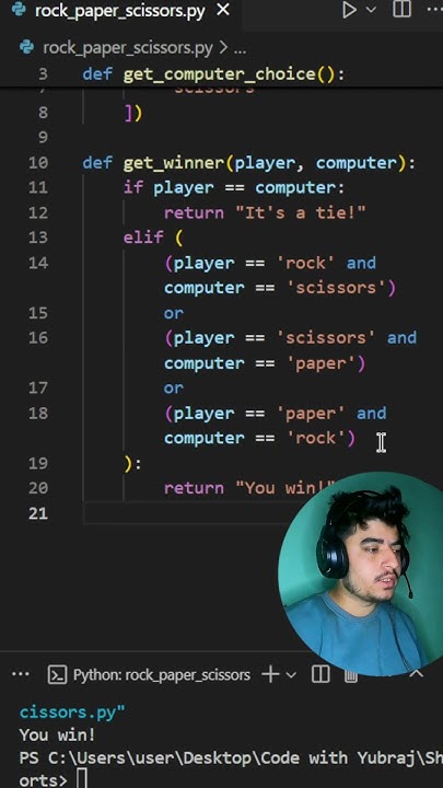 Rock-Paper-Scissors in 60 Seconds! 🤯💻 #Coding #python - YouTube