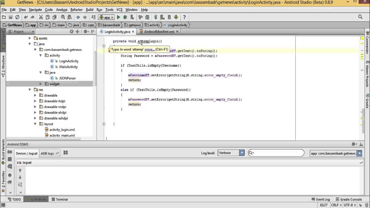 42 - GetNews Project - Android client coding login 1 (In Arabic) - YouTube
