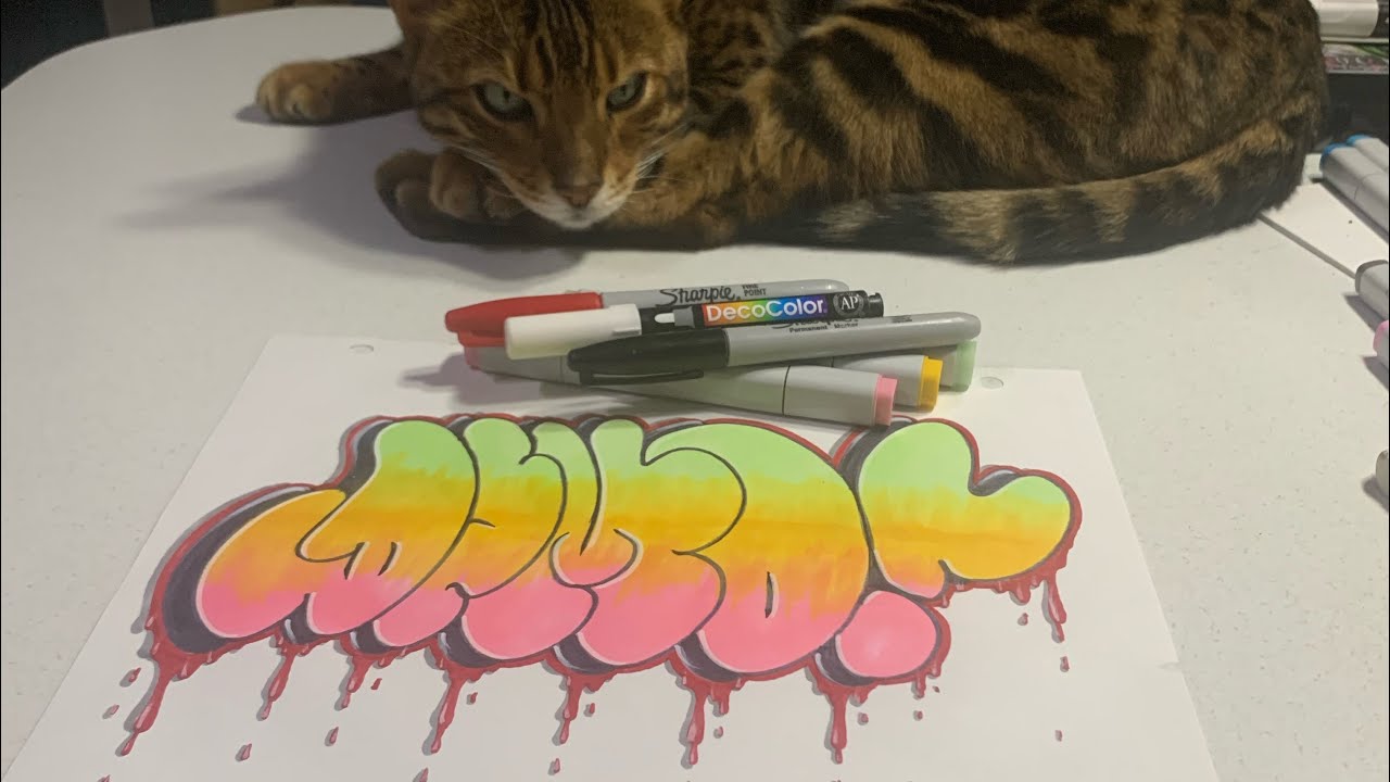 graffiti throwie, simple 3 color fill in blend with Sinatra the Bengal ...