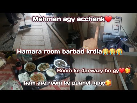 Rooms ke darwazy bnaye||Hmare room ke pannel lgy||mehman ay axhank🙂 ...