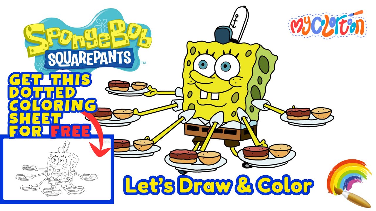 Drawing and Coloring SPONGEBOB COOKING SHOW 🍔🎨🖌️ | Drawings for Kids ...