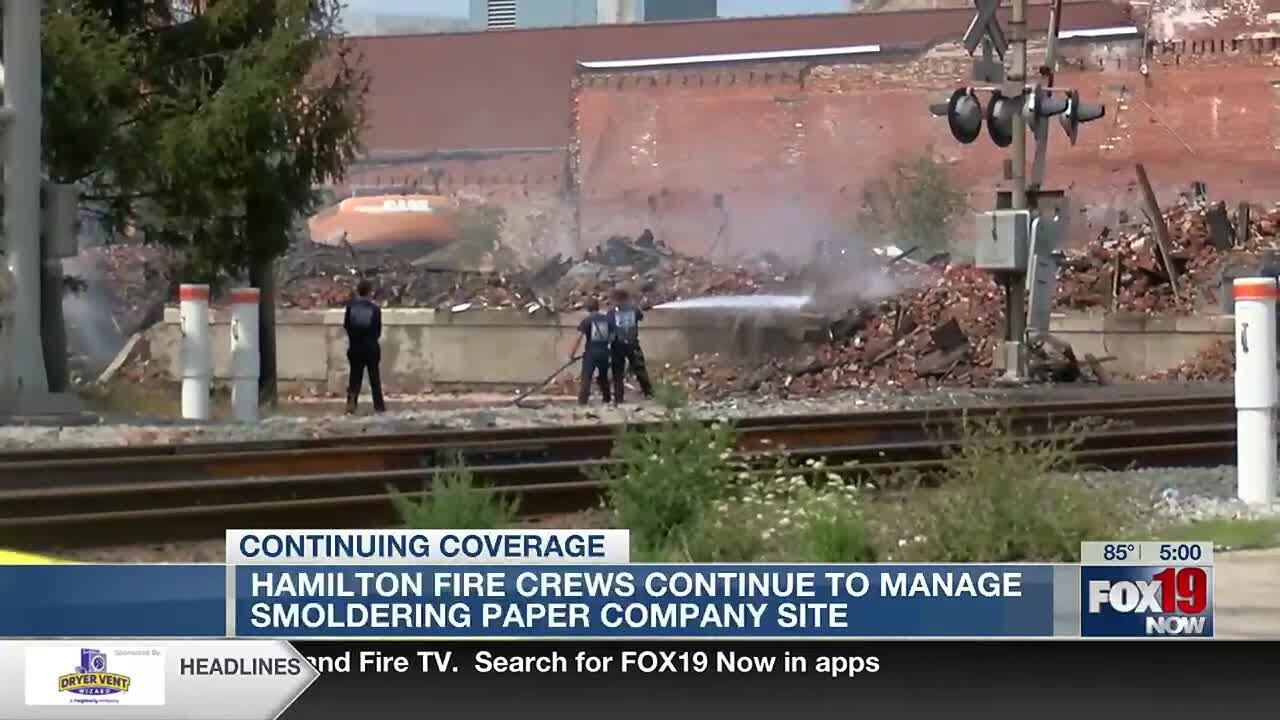 Hamilton crews still managing aftermath of Beckett Paper building - YouTube