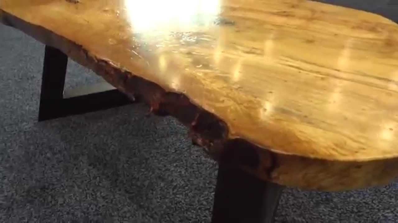 Amish Rustic Slab Spalted Maple Wood Bench (ID: 44659) - YouTube