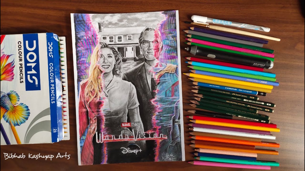Drawing WandaVision- (wanda Maximoff and vision)- Time lapse | Bibhab ...